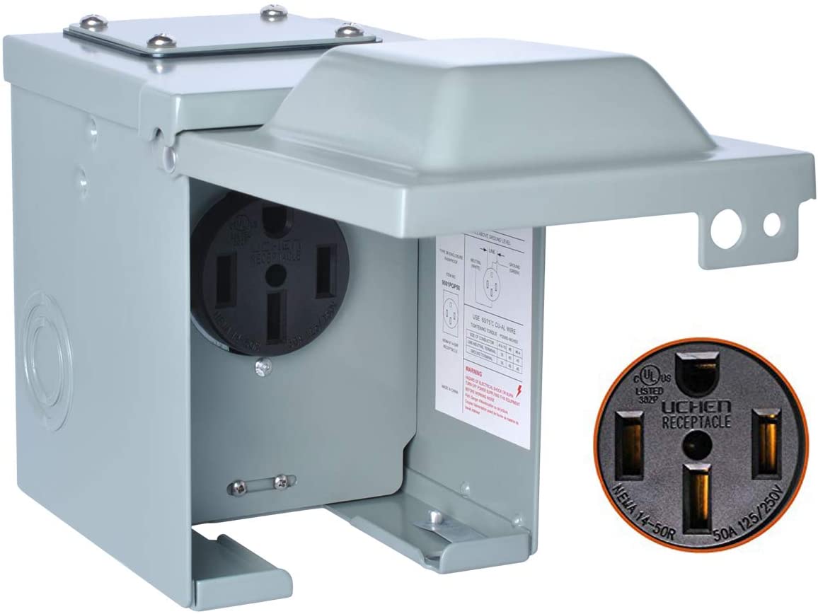 50 Amp Power Outlet Box Nema 14 50R Receptecle 125/250 Volt Waterproof ...