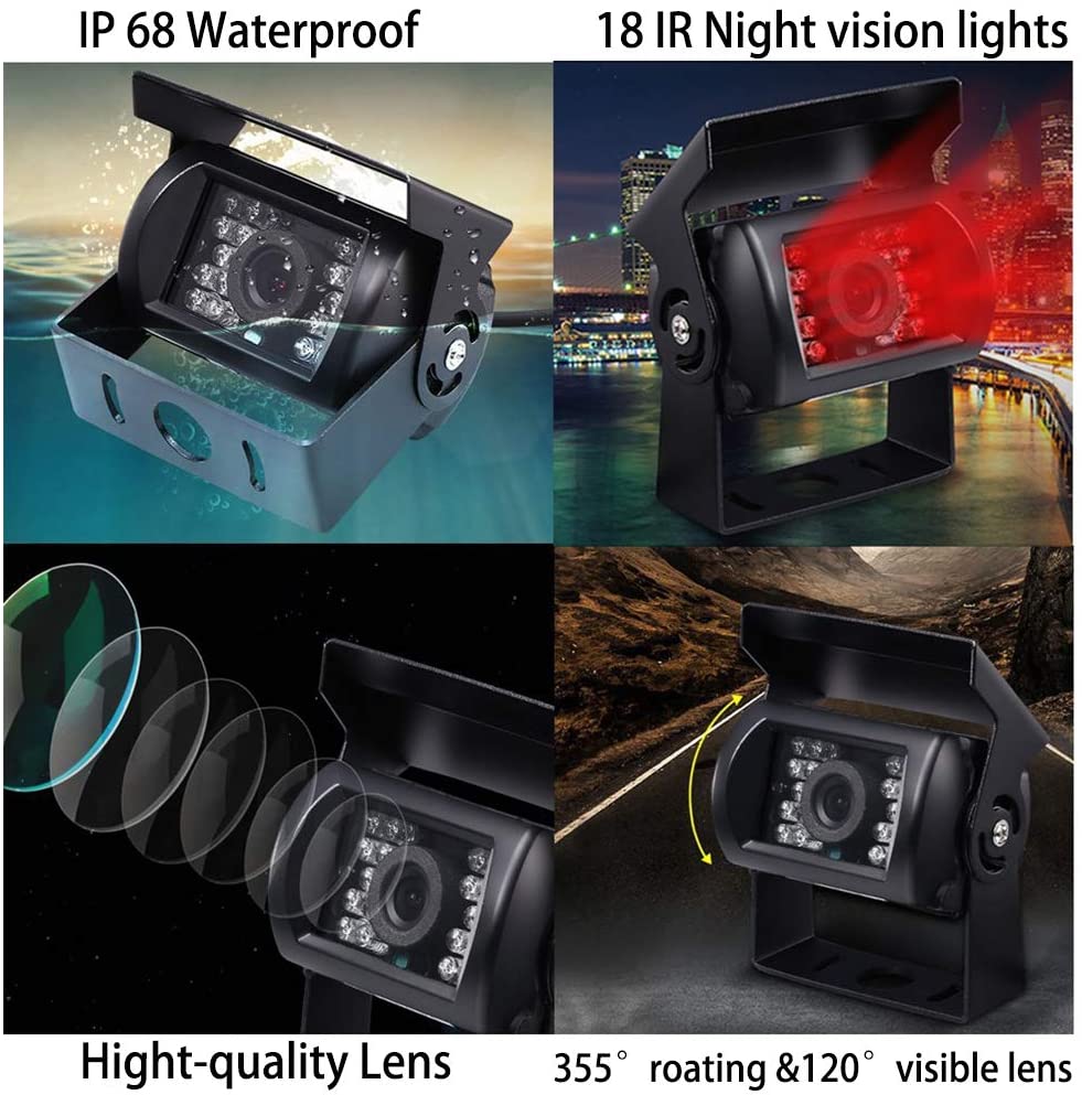 Camecho DC 12V 24V Vehicle Backup Camera System 2 x Rear View Camera S ...